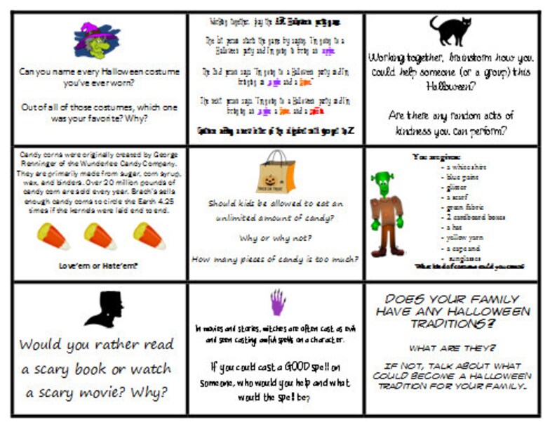 Halloween Jokes & Conversation Cards - Printable - INSTANT DOWNLOAD - Etsy