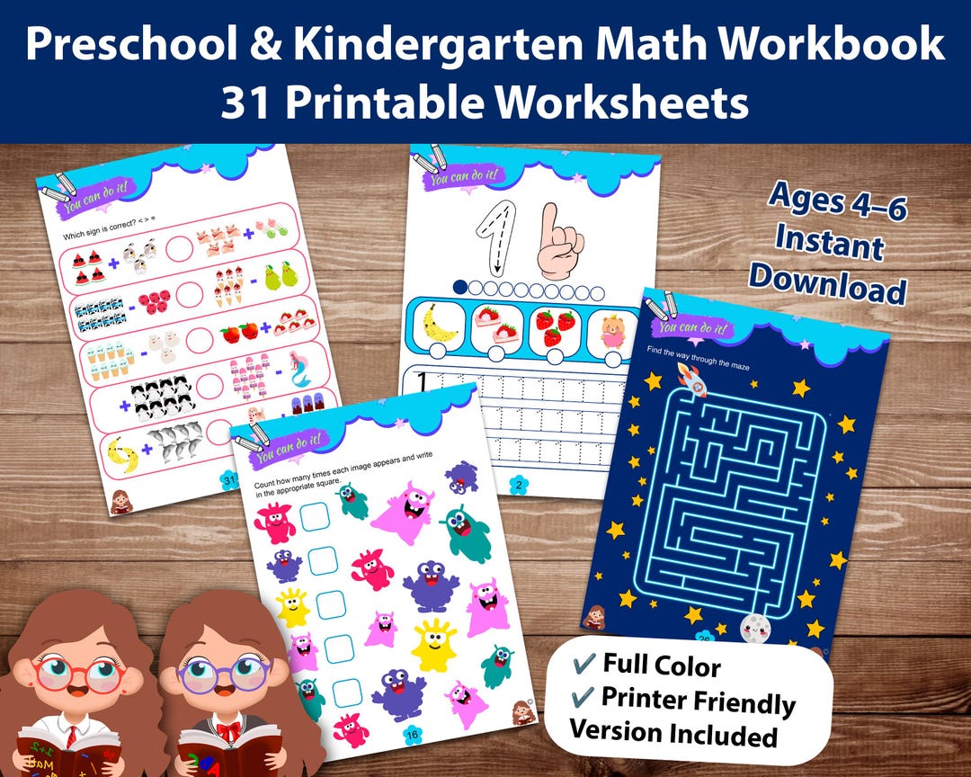 Preschool Kindergarten Math Workbook | Number Tracing, Counting ...