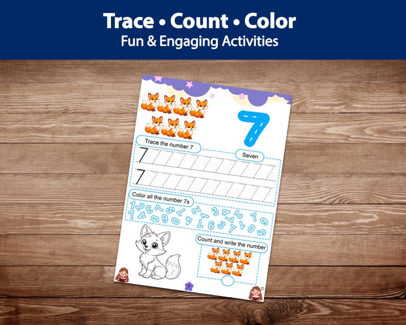 Preschool Math Worksheets, Numbers 1-10 Count Trace Color (PDF Download ...