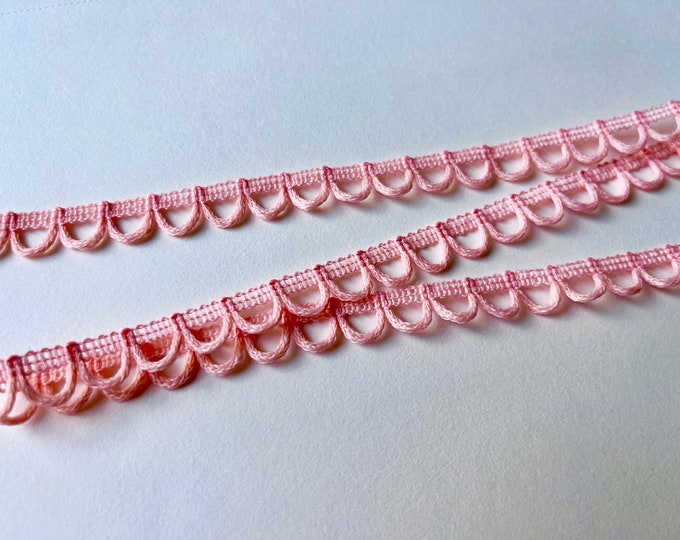 1 YARD Peach Light Pink Coral Cotton Loop Trim Scallop - Etsy