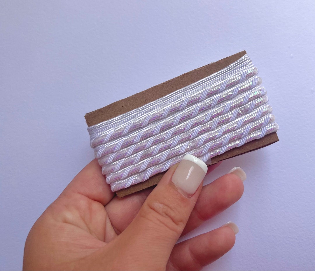 1 YARD — Iridescent White Lip Cord Piping, Edge Trim, Decorative Edging ...