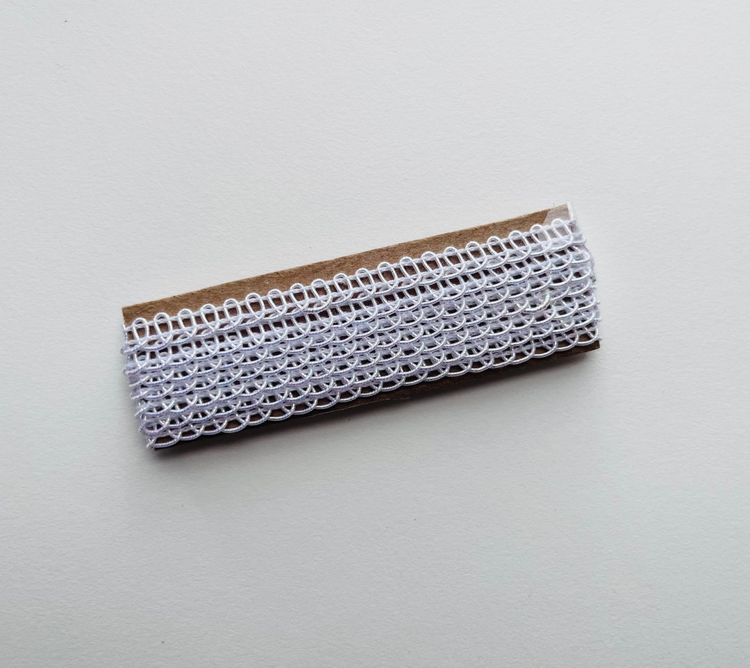 1 YARD — Irid White Loop Trim, Scallop Loop Knot, Braided Trim, Button ...