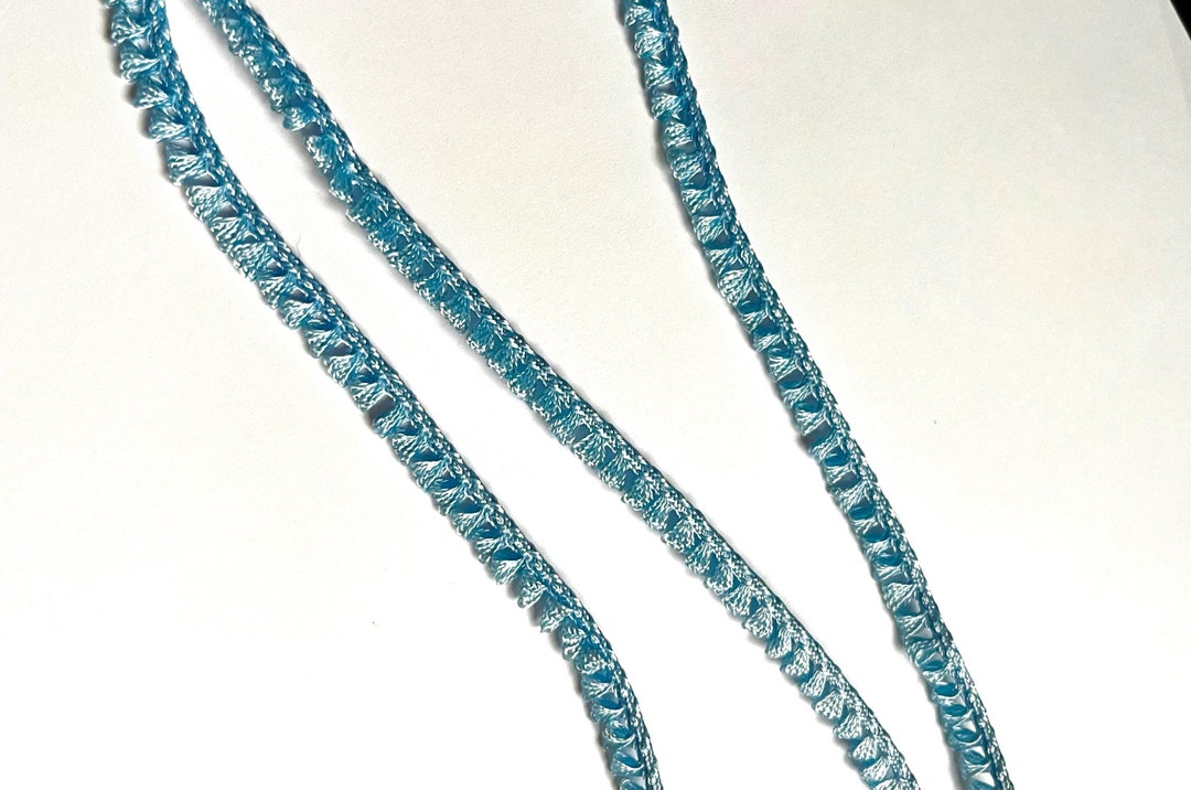 1 YARD — Light Blue Color Loop Trim, Scallop Loop Knot, Braided Trim ...