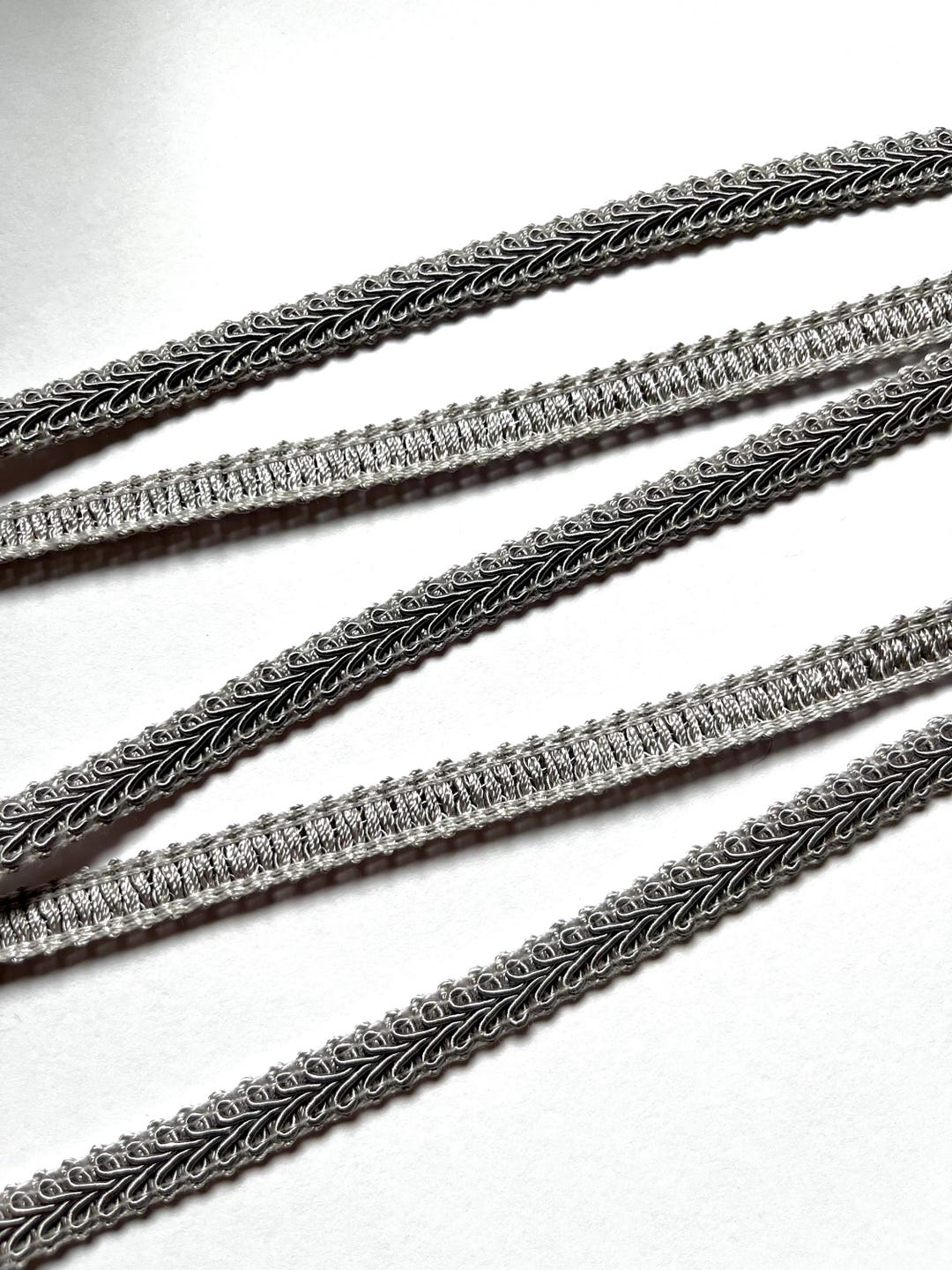 1 YARD - Metallic Silver Gray Braided Picot Scallop Trim Decorative ...