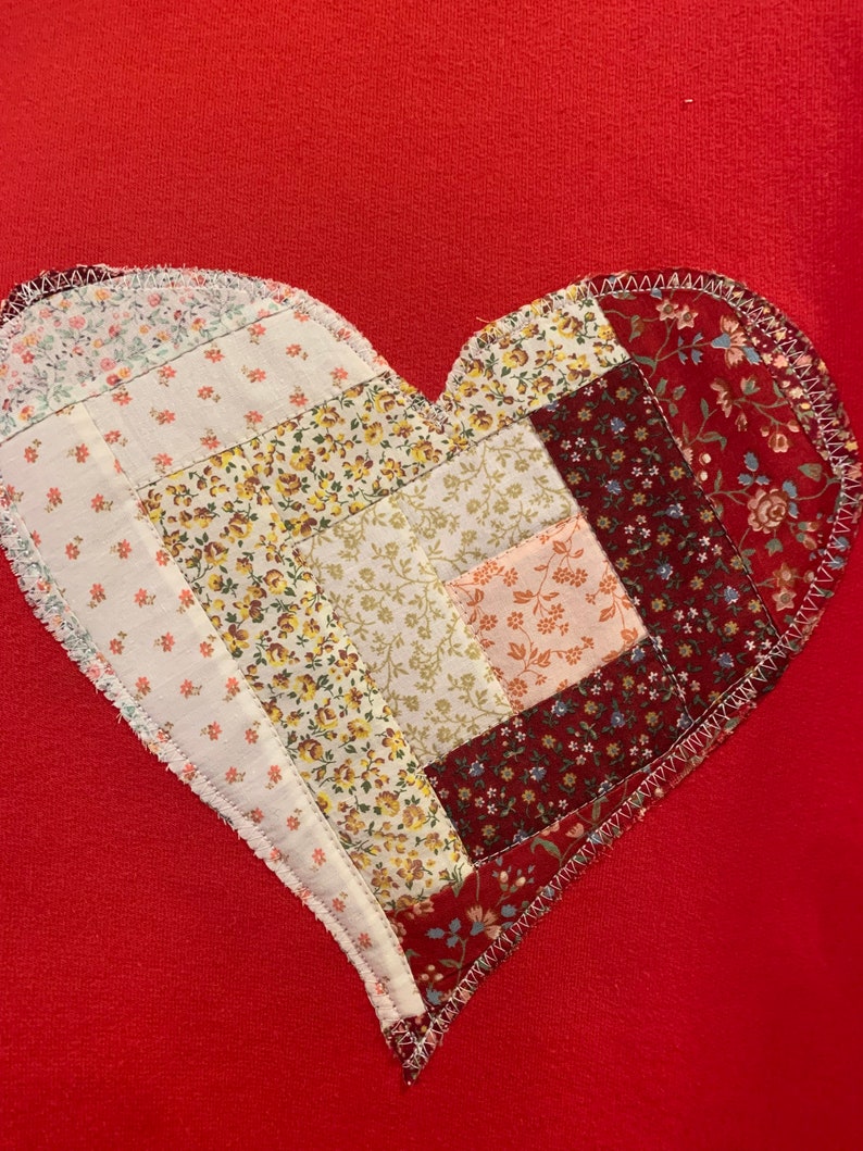 Red Patchwork Heart Valentine Sweatshirt - Etsy