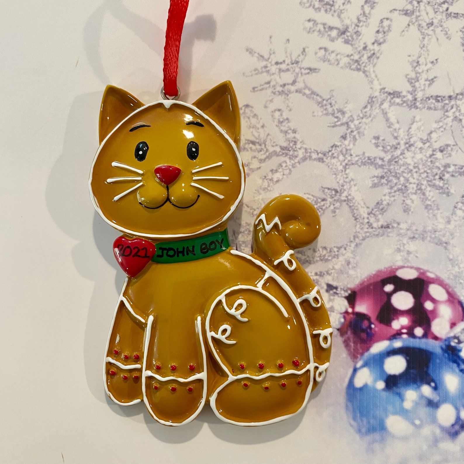 Personalized Gingerbread Cat Christmas Ornament - Etsy