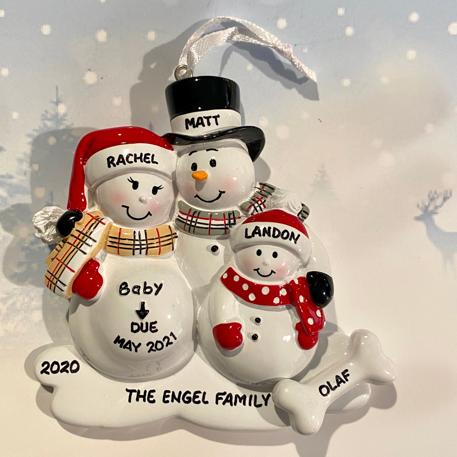Pregnant Snowman Family 1 Child with Optional Pet Dog Cat | Etsy