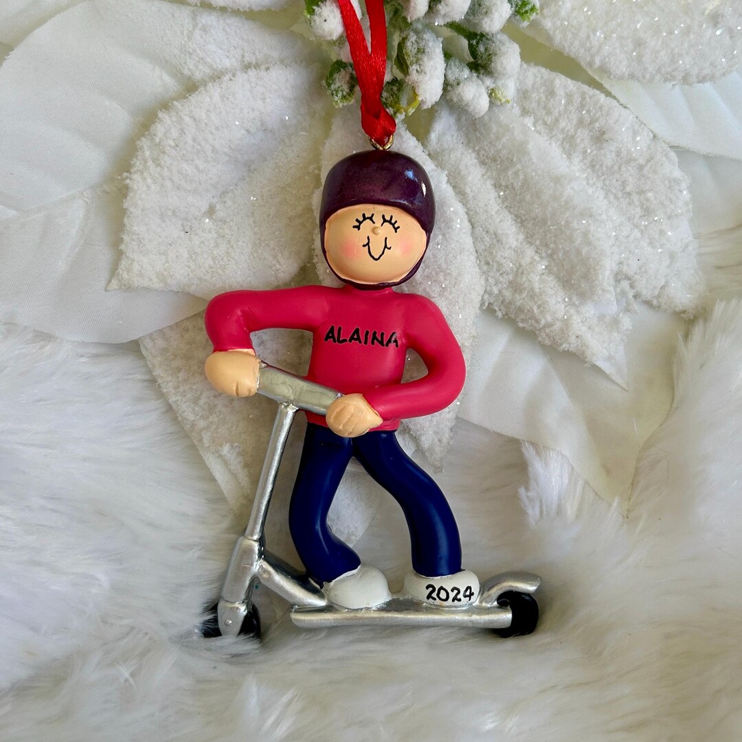 Personalized Girl on Scooter Christmas Ornament - Etsy