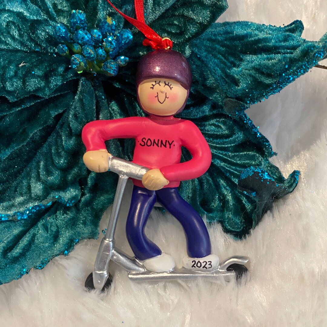 Personalized Girl on Scooter Christmas Ornament - Etsy