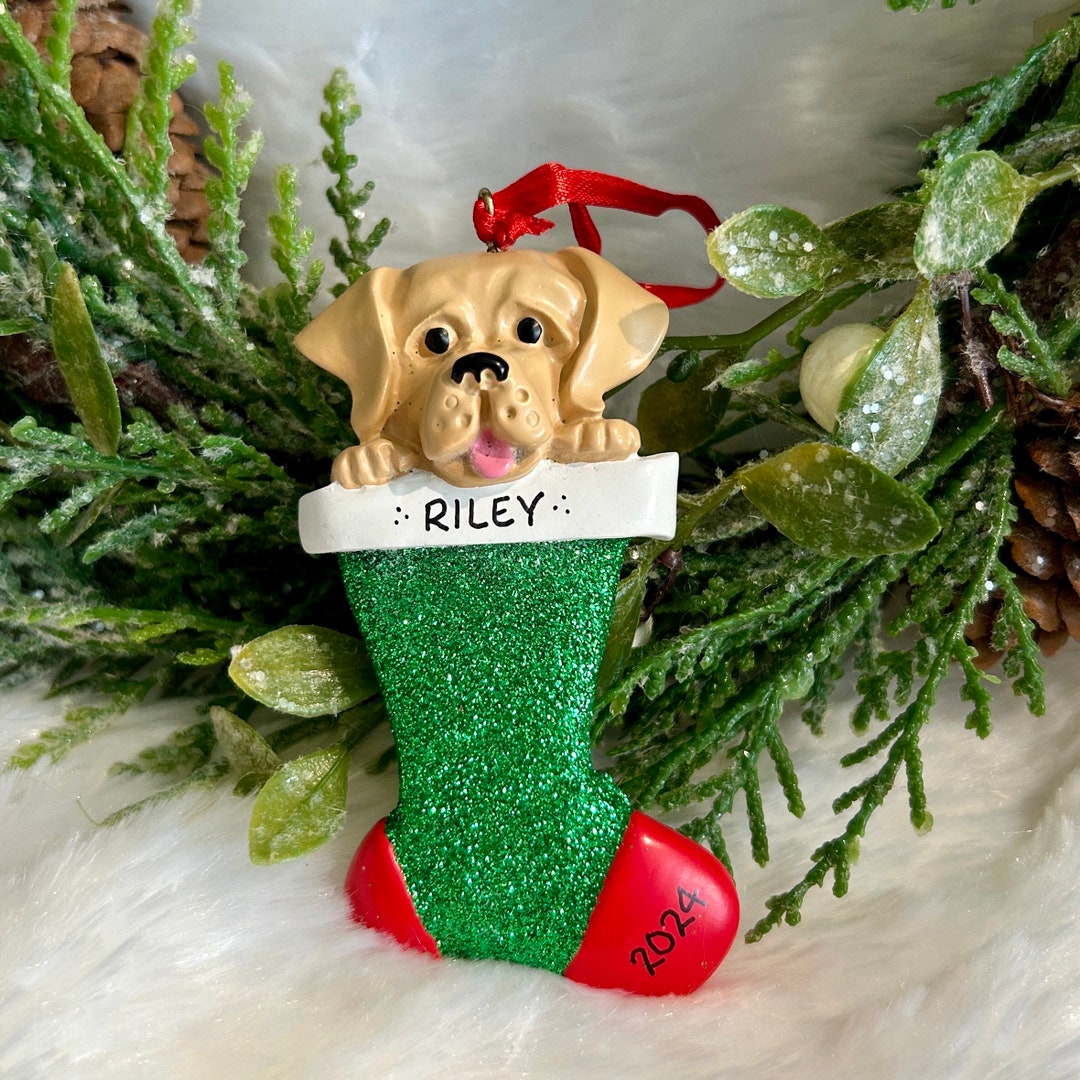 Personalized Golden Retriever Labrador in Stocking Christmas Ornament ...