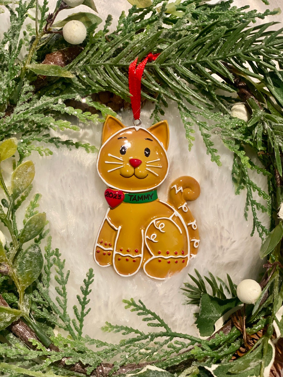 Personalized Gingerbread Cat Christmas Ornament - Etsy