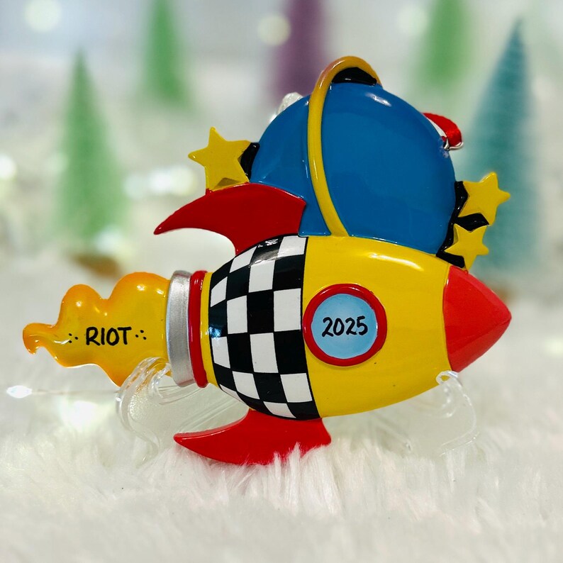 Personalized Rocket Ship Christmas Ornament - Etsy