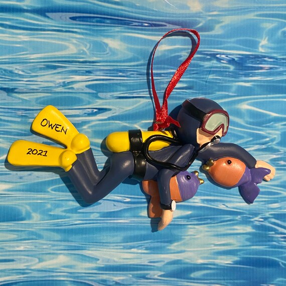 Personalized Male Scuba Diver Christmas Ornament | Etsy