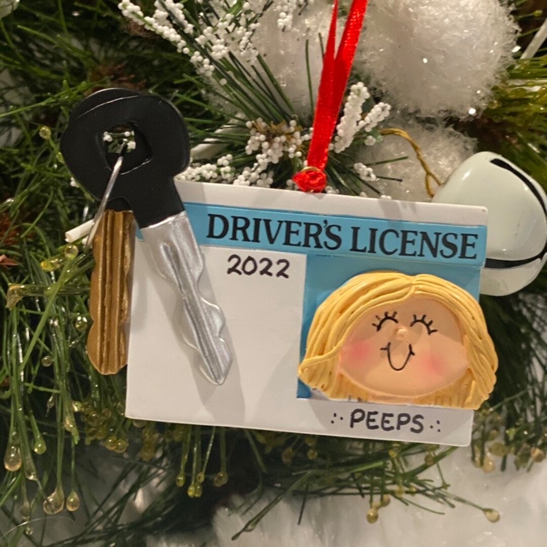 Personalized Blonde Girl Drivers License Christmas Ornament - Etsy