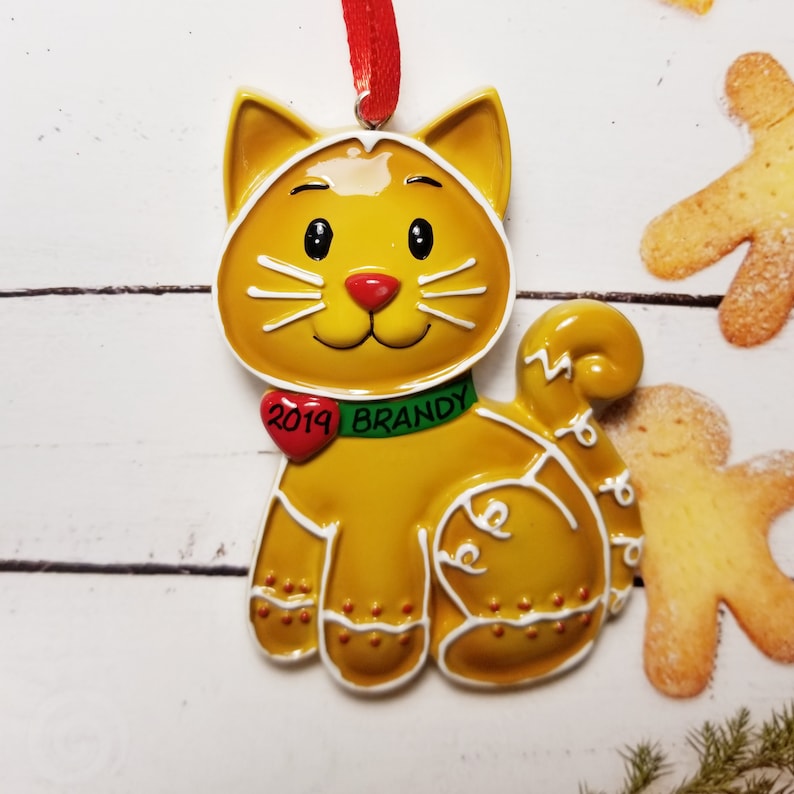 Personalized Gingerbread Cat Christmas Ornament - Etsy