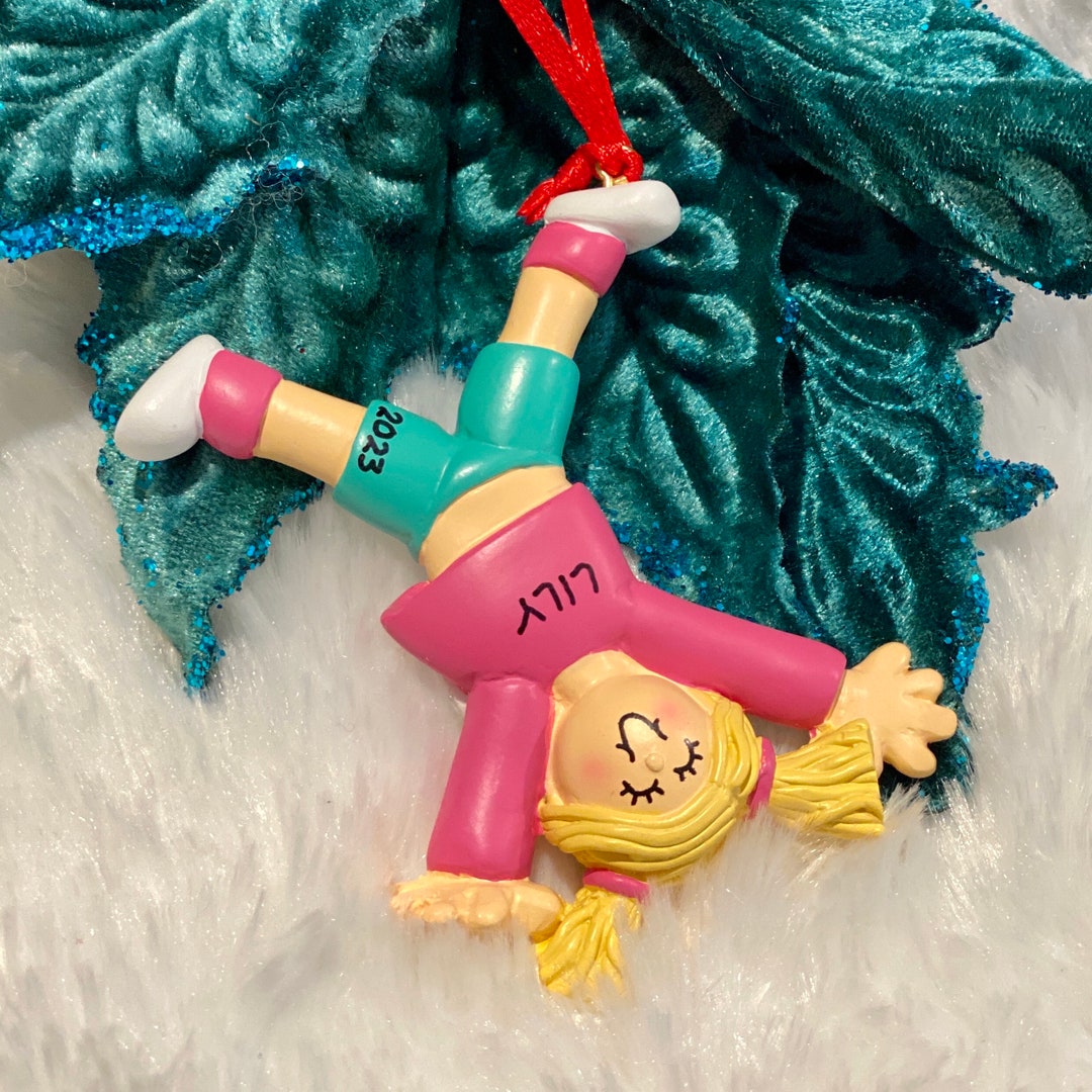 Personalized Blonde Girl Tumbling Christmas Ornament - Etsy