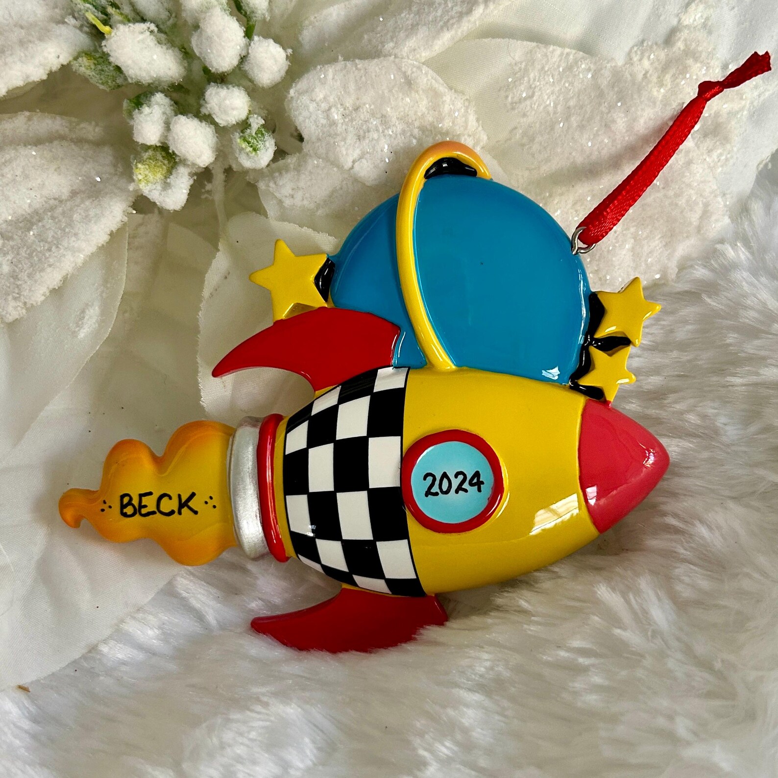 Personalized Rocket Ship Christmas Ornament - Etsy