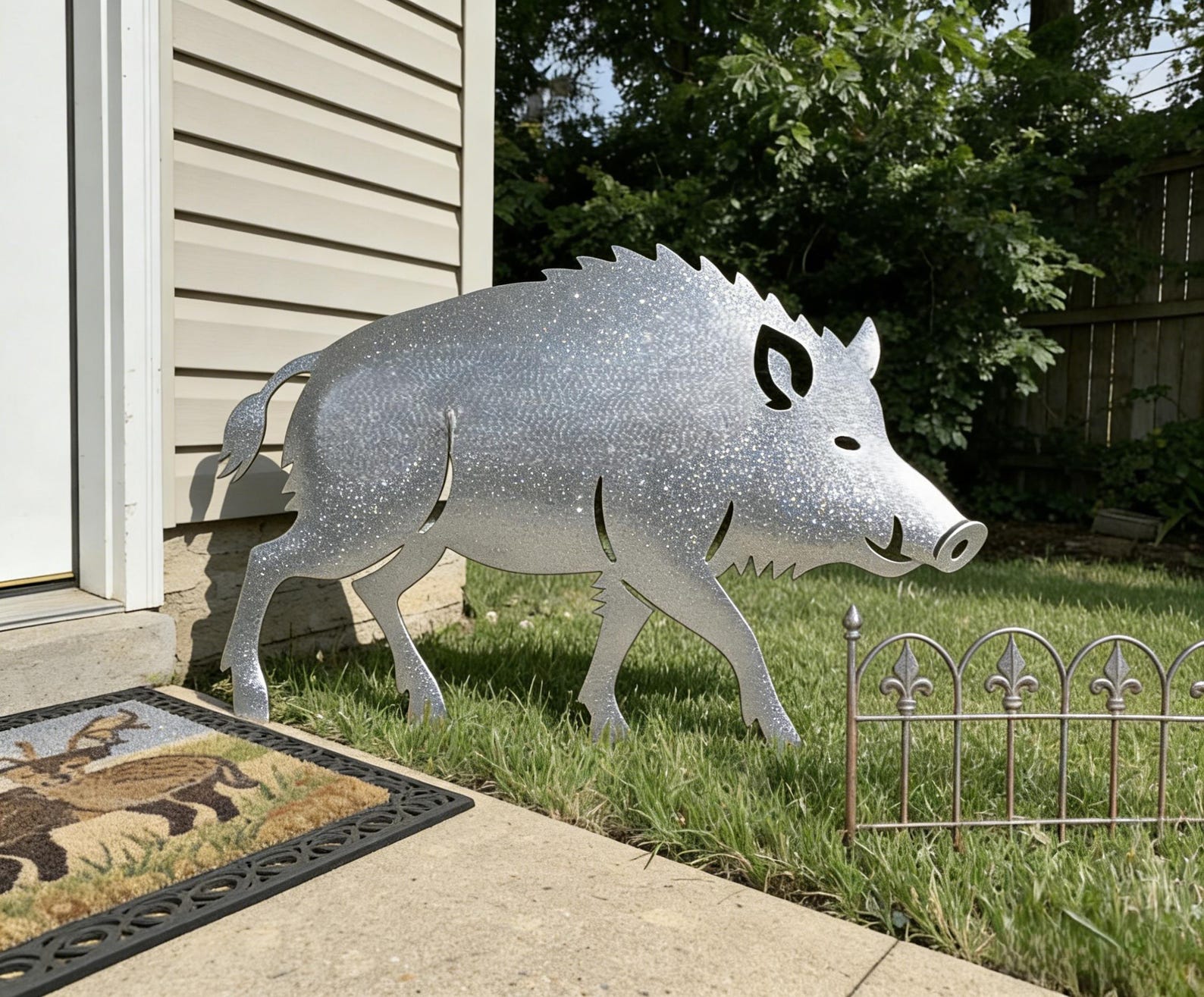 Abstract Wild Boar Sculpture, Modern Metal Garden Art, Animal ...