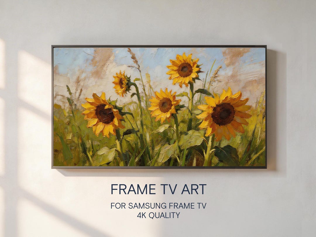 FRAME TV Art Sunflower Field, Samsung Frame TV Impressionist Floral ...
