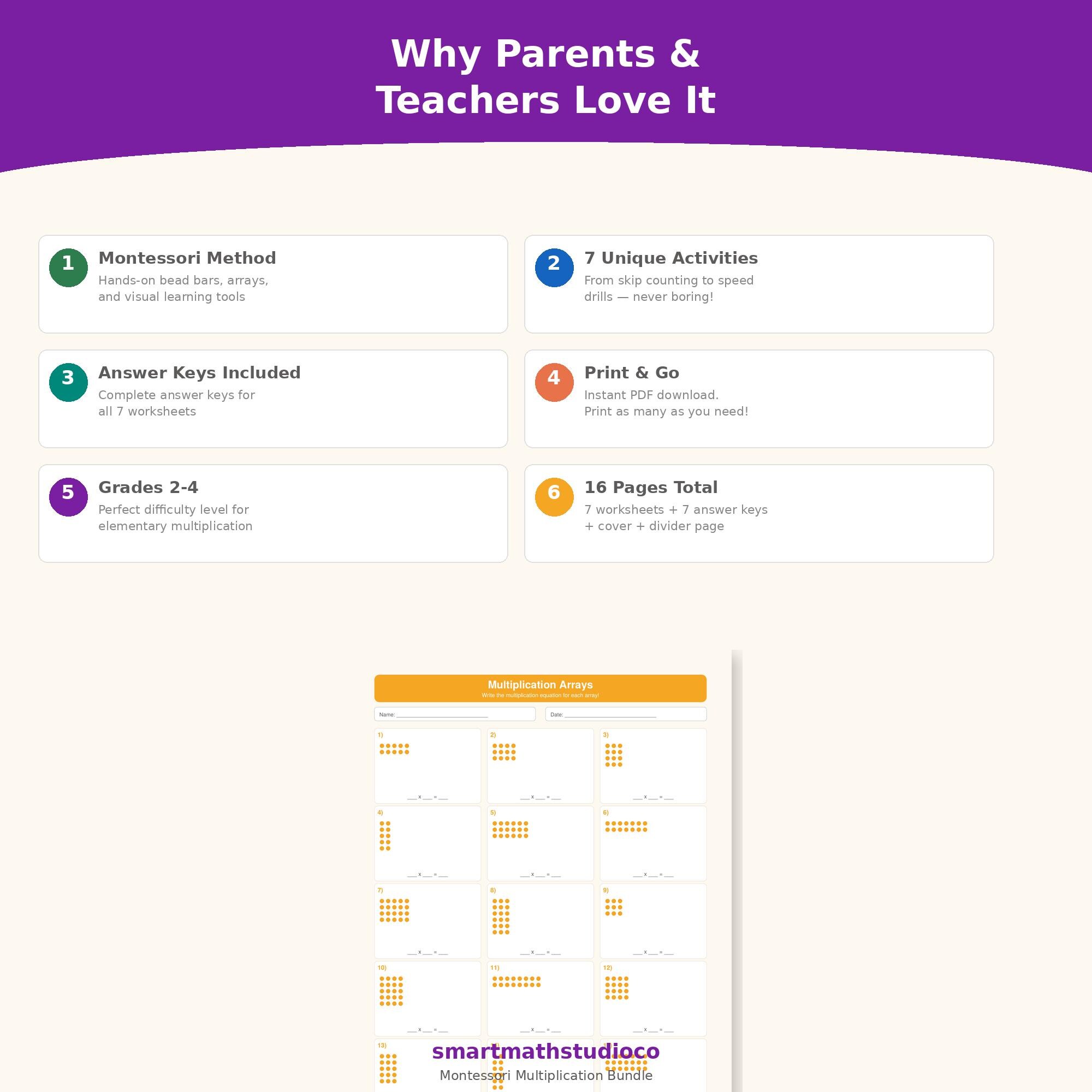 Montessori Multiplication Worksheets Bundle: Nature Edition Math ...