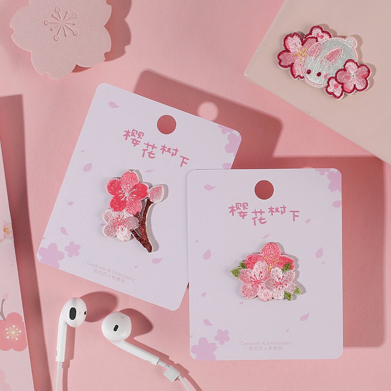 1 Piece of Cute Sakura Embroidered Patches Cherry Blossom - Etsy