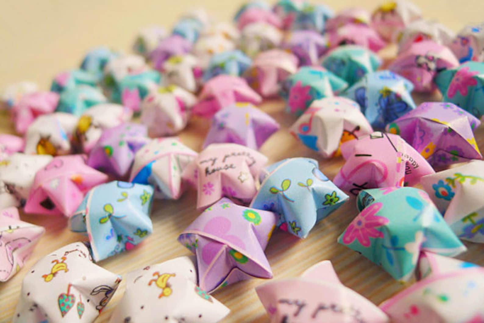 Cute Origami Lucky Stars Mixed Patterns Cartoon Wishing - Etsy