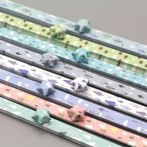 Forest Origami Lucky Star Paper Strips Trees Mixed Designs Star Folding ...