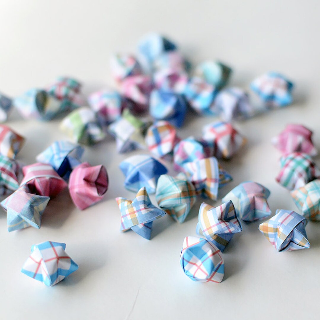 Grid Mixed Print Origami Lucky Stars Lattice Wishing Stars/table Decor ...