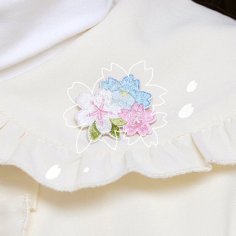 Sakura Animal Embroidered Patches Cherry Blossom Sticker Self Adhesive ...