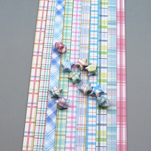 Double Sided Grid Lattice Origami Lucky Star Paper Strips Plaid Star ...