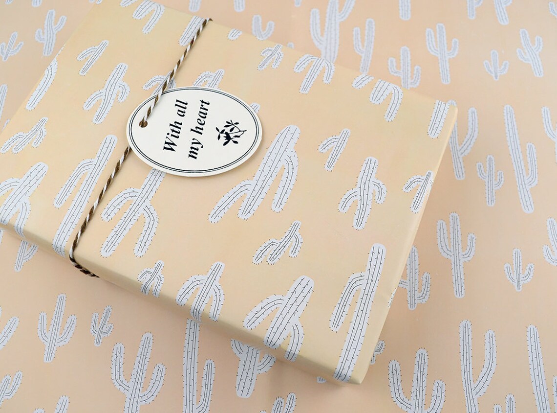 Cactus Wrapping Paperbirthday Gift Wrapcacti Wrapping - Etsy