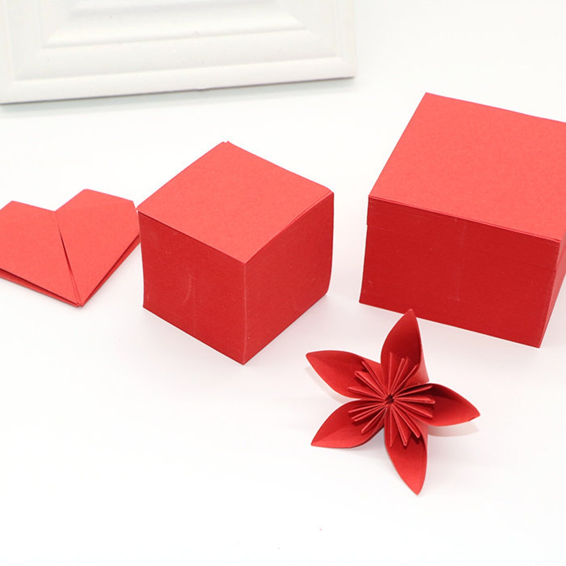 Romantic Red Origami Square Paper Pack for Origami Paper Crane - Etsy