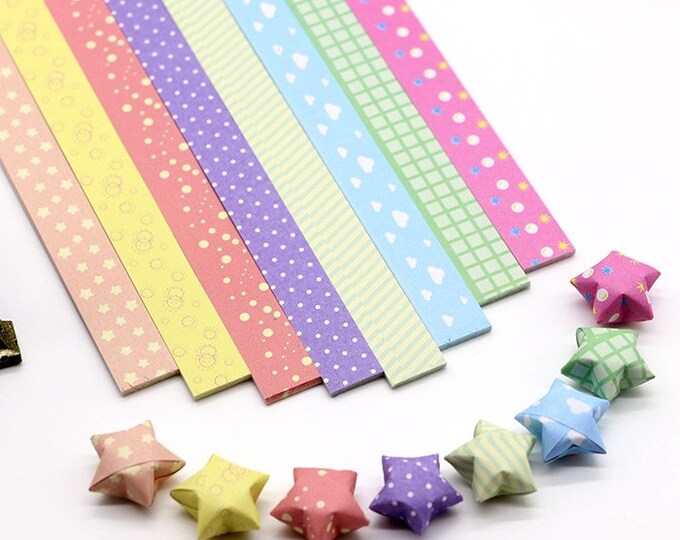 Assorted Origami Lucky Star Paper Strips Mixed Print Star Folding ...