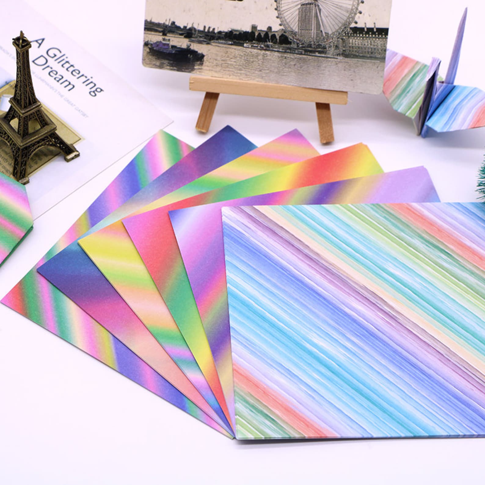 48 Sheets Gradient Striped Origami Square Paper Pack For | Etsy