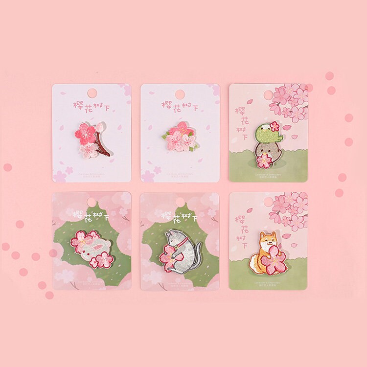 1 Piece of Cute Sakura Embroidered Patches Cherry Blossom - Etsy