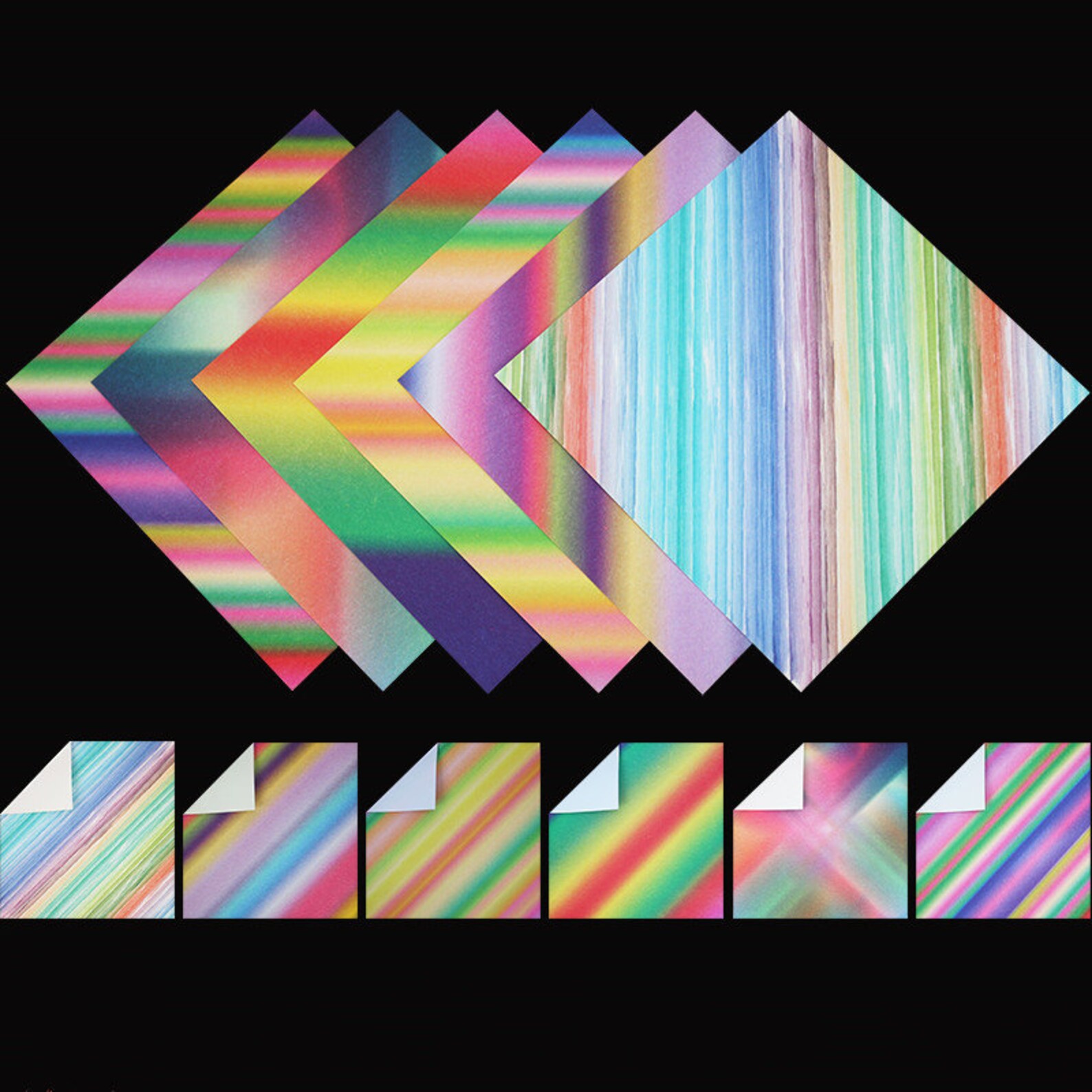 48 Sheets Gradient Striped Origami Square Paper Pack For | Etsy