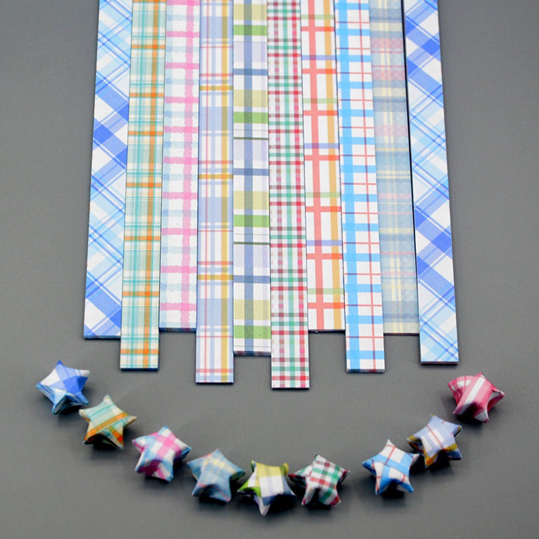 Double Sided Grid Lattice Origami Lucky Star Paper Strips Plaid Star ...
