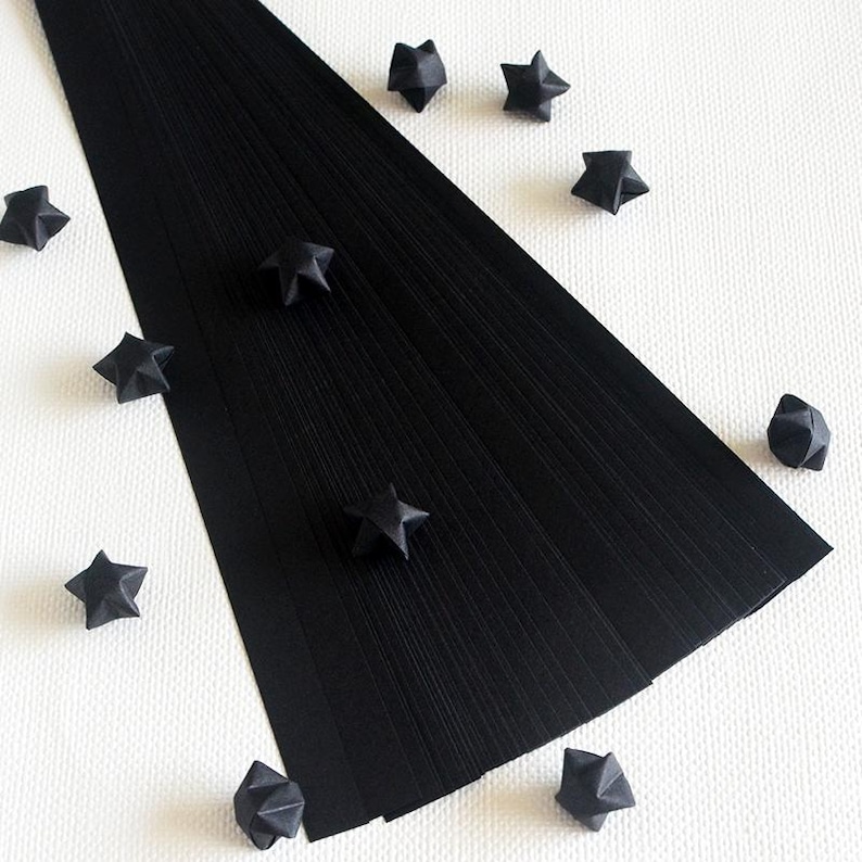 Black Origami Lucky Star Paper Strips Star Folding DIY - Pack of 80 ...