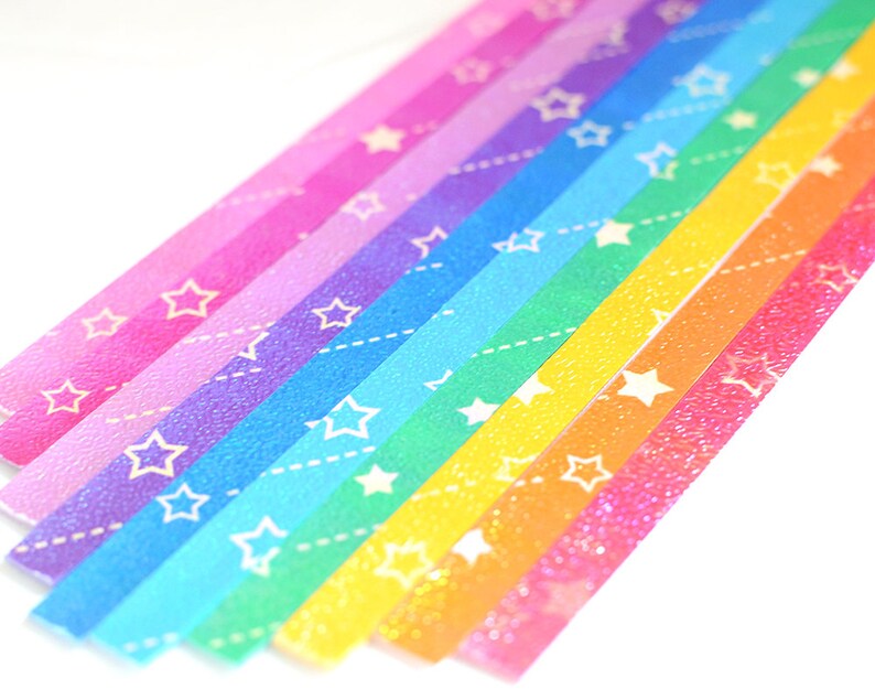 Rainbow Pearlescent Shooting Star Origami Lucky Star Paper Strips Star ...