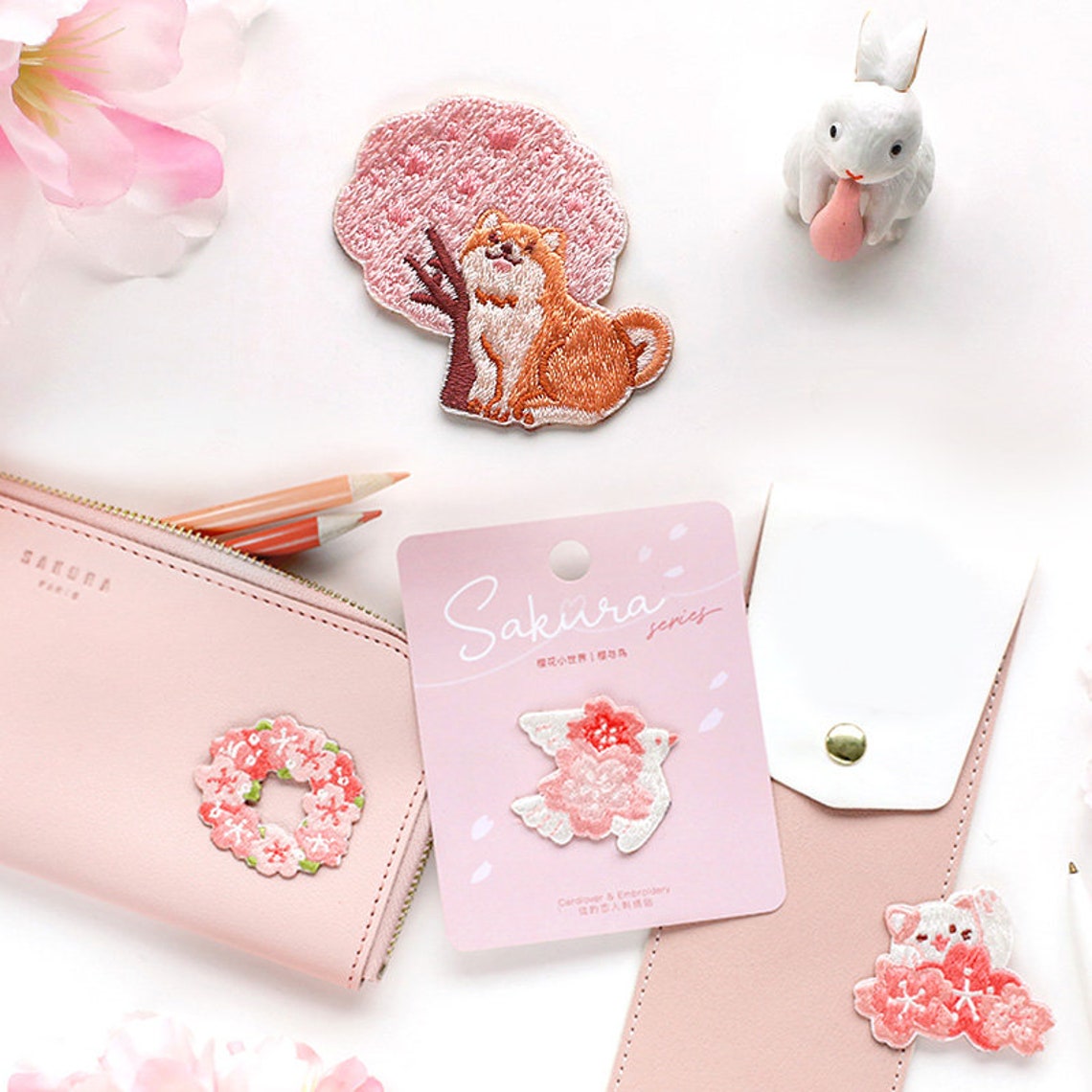 Pink Sakura Embroidered Patches Cherry Blossom Sticker Self - Etsy