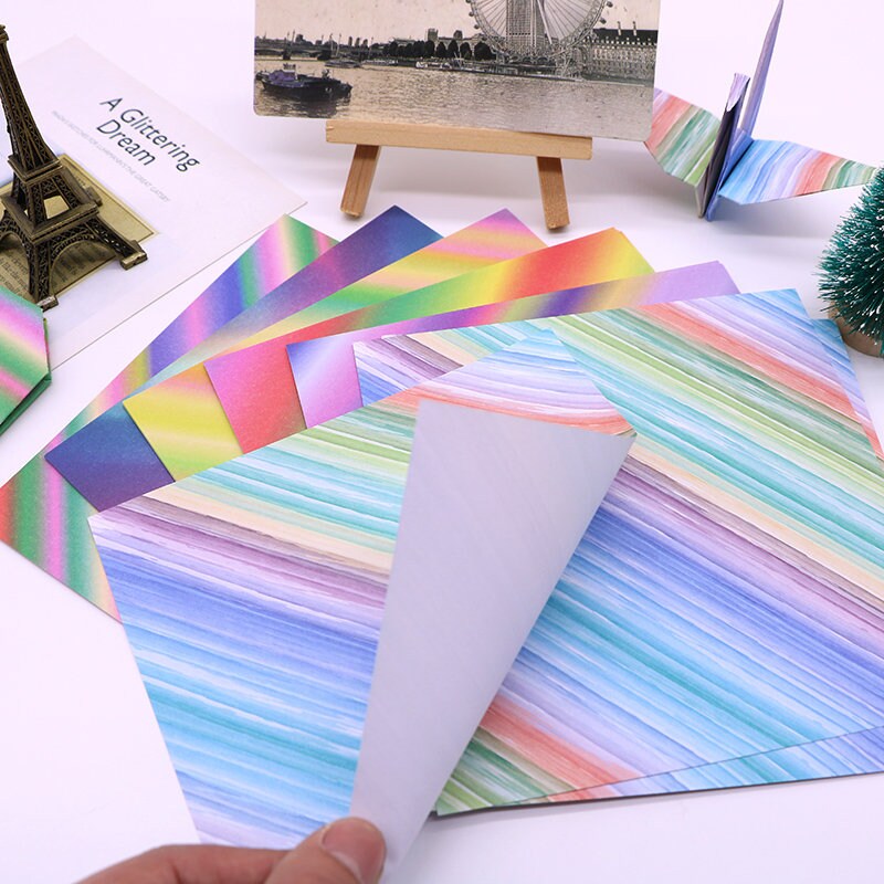 48 Sheets Gradient Striped Origami Square Paper Pack For | Etsy