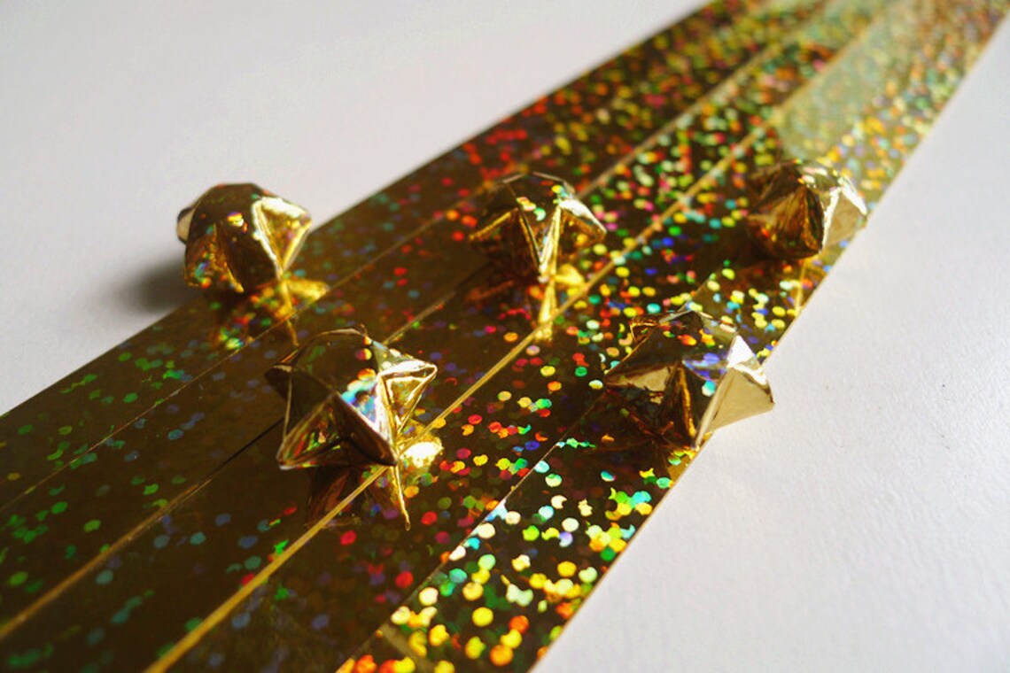 Holographic Glitter Gold Origami Lucky Star Paper Strips Star Folding ...