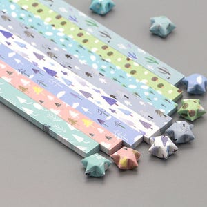 Forest Origami Lucky Star Paper Strips Trees Mixed Designs Star Folding ...