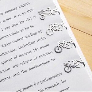 Bicycle Paper Clips Bookmark Set Metal Cartoon Bookmark Line Marker ...