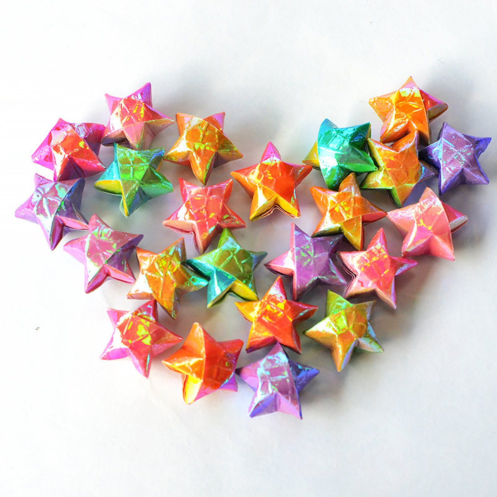 Gradient Rainbow Colors Origami Lucky Stars-wishing Stars Party Supply ...