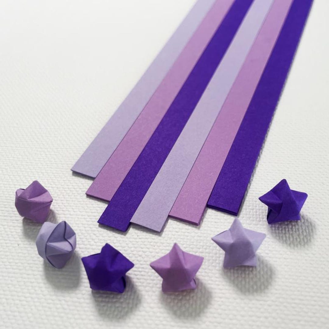 Origami Lucky Star Paper Strips Purple Mixed Star Folding DIY - Pack of ...
