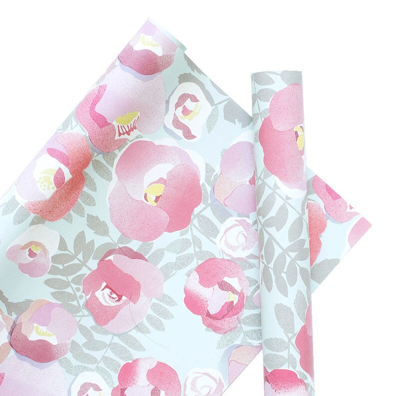 Rose Wrapping Paperwedding Gift Wrapfloral Wrappingholiday | Etsy