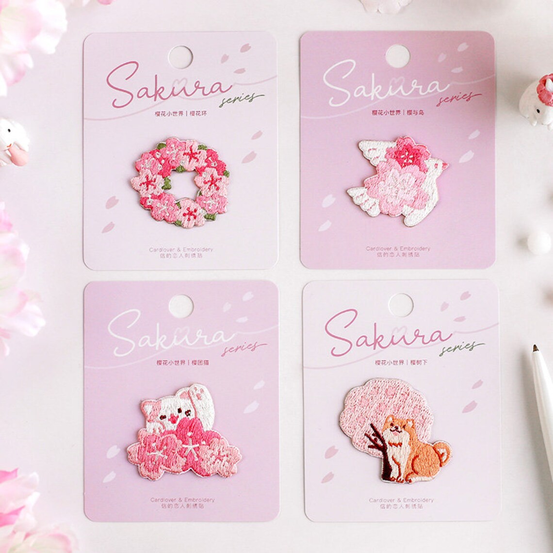 Pink Sakura Embroidered Patches Cherry Blossom Sticker Self - Etsy