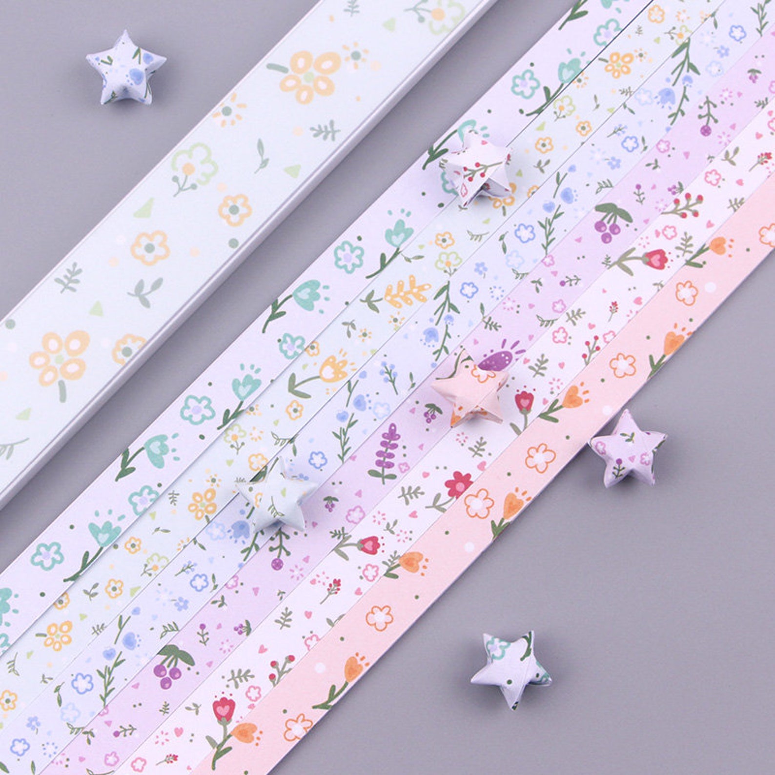 Origami Lucky Star Paper Strips Cute Floral Mixed Designs Star | Etsy
