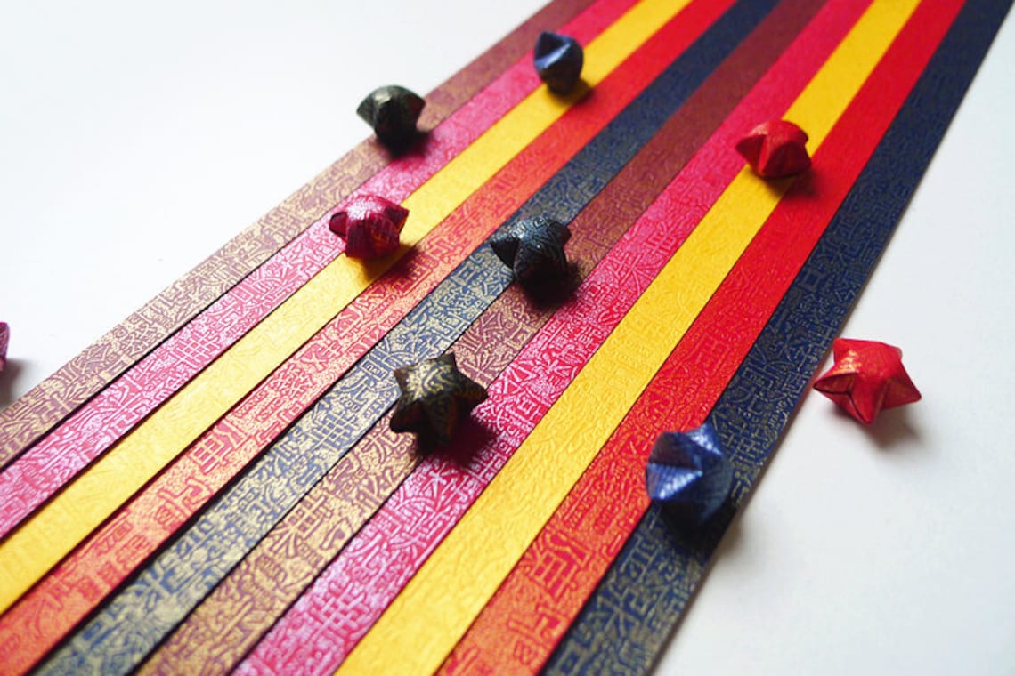 Traditional Chinese Embossed Origami Lucky Star Paper Strips | Etsy